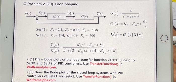Problem 2 [20]. Loop Shaping Set \#1: | Chegg.com
