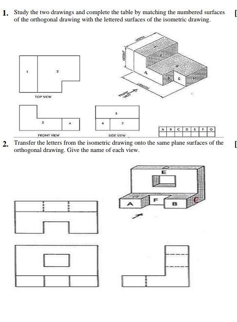 Solved 1. Study the two drawings and complete the table by | Chegg.com