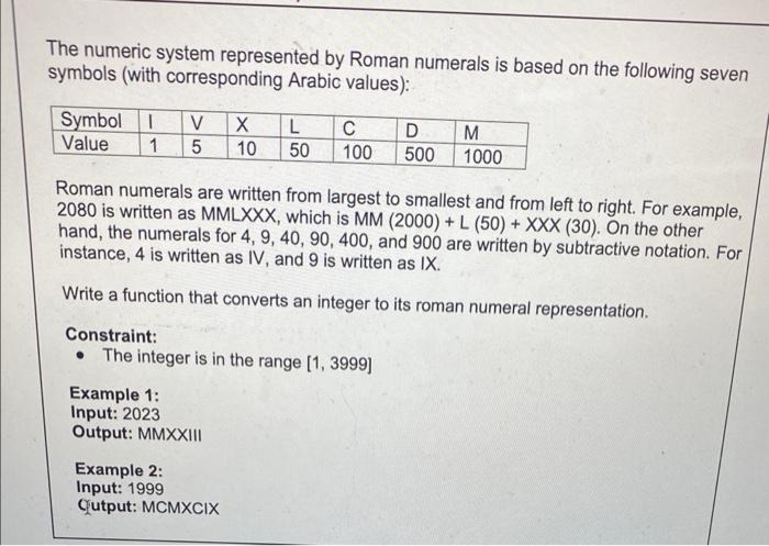 Solved The numeric system represented by Roman numerals is | Chegg.com