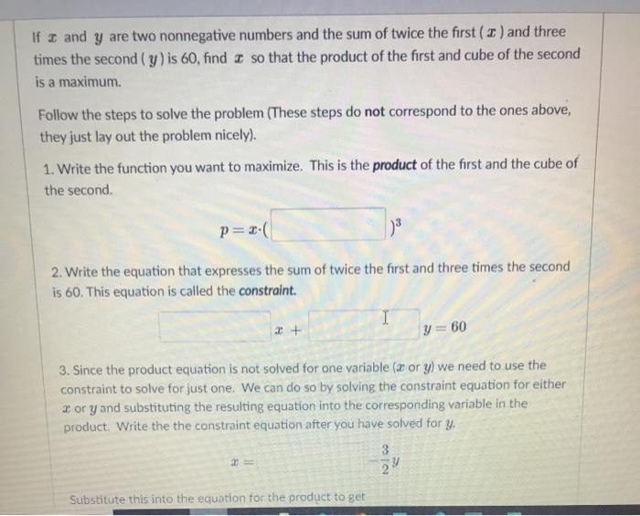 Solved If u and y are two nonnegative numbers and the sum of | Chegg.com