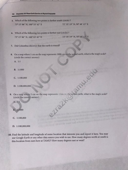Solved EXERCISE R1 Review of Latitude, Longitude, and Maps | Chegg.com