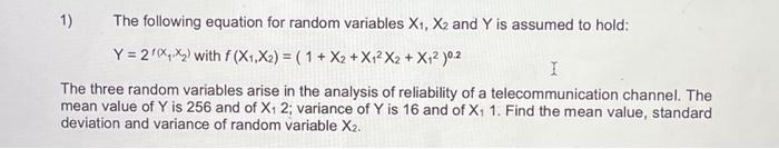 Solved 1) The following equation for random variables X1,X2 | Chegg.com
