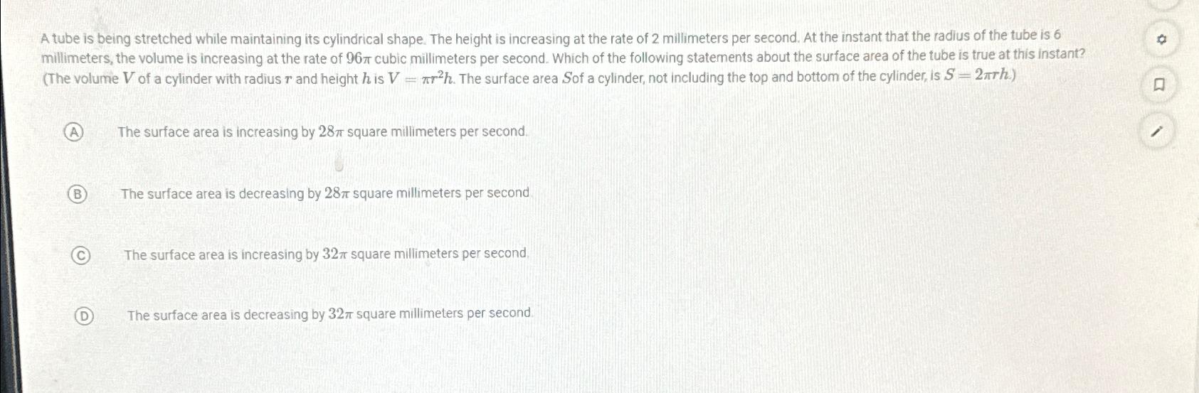 Solved A tube is being stretched while maintaining its | Chegg.com