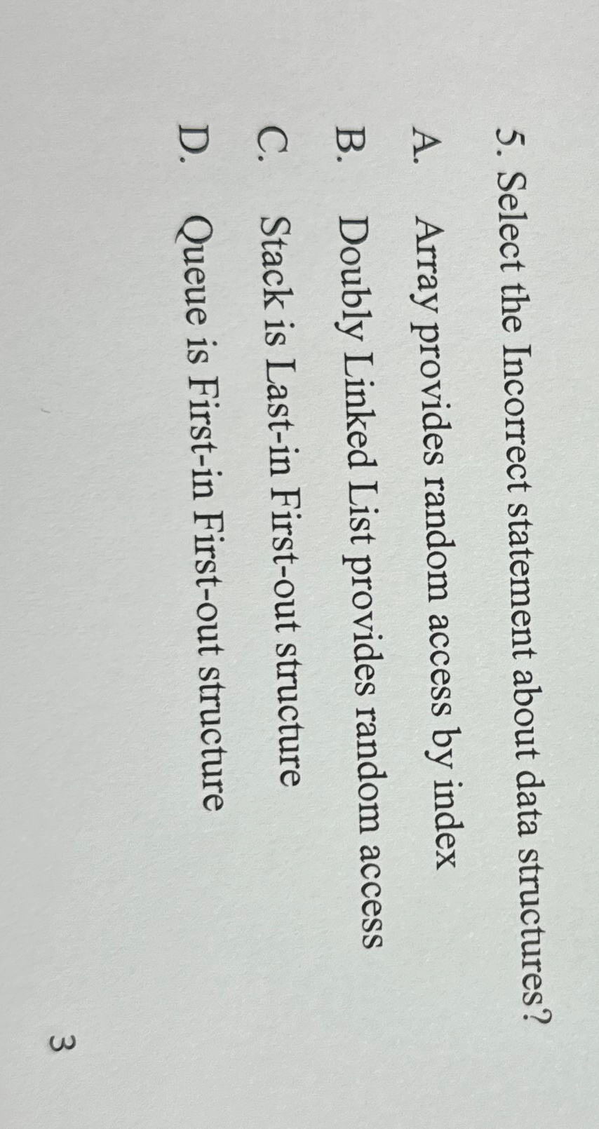 Solved Select the Incorrect statement about data | Chegg.com