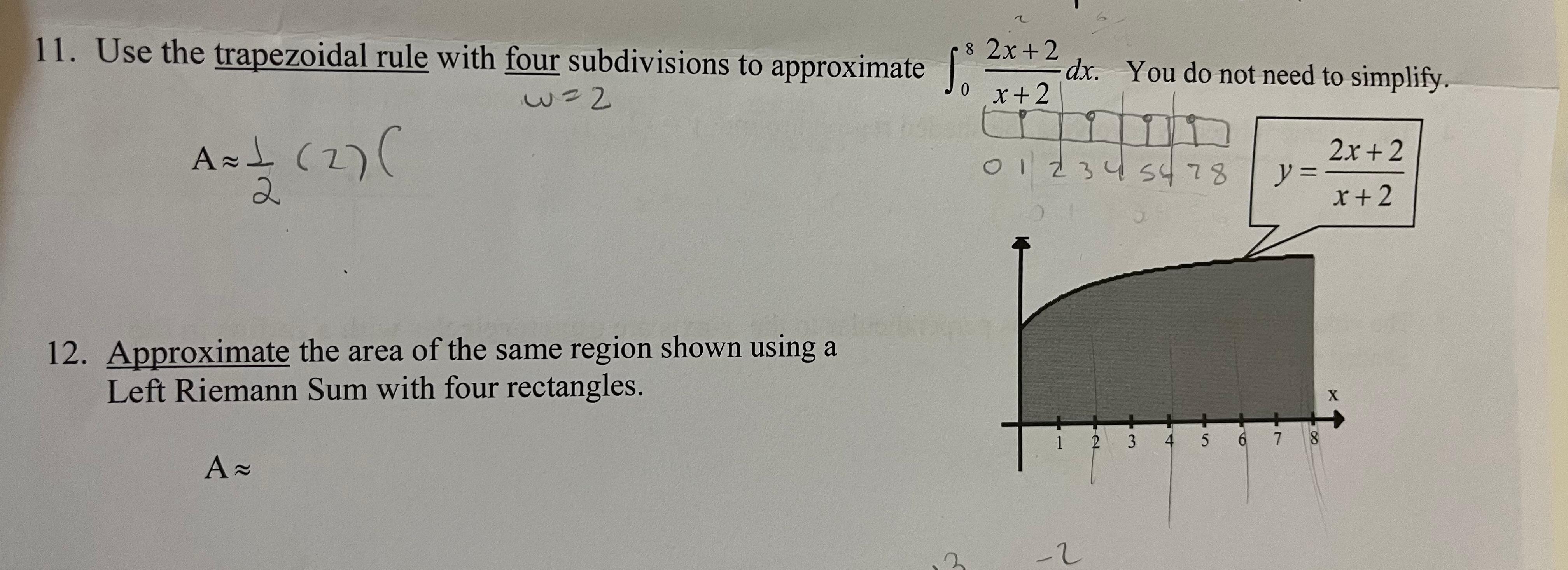 Solved Use the trapezoidal rule with four subdivisions to | Chegg.com