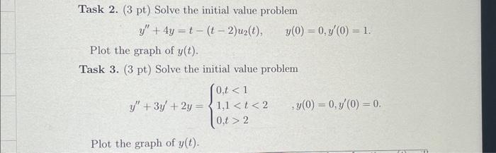 Solved Task 2. (3pt) Solve the initial value problem | Chegg.com