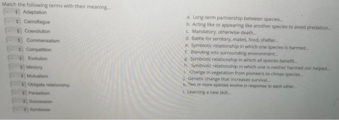 Solved Match the following terms with their meaning:- | Chegg.com