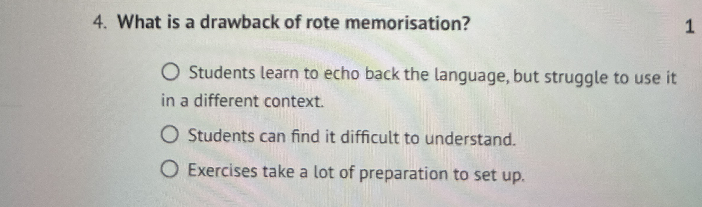 Solved What is a drawback of rote memorisation?Students | Chegg.com