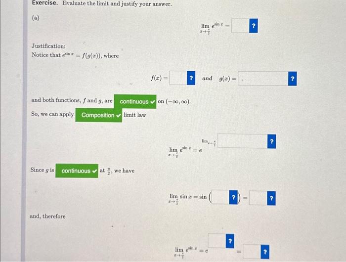 Solved Exercise. Evaluate the limit and justify your answer. | Chegg.com