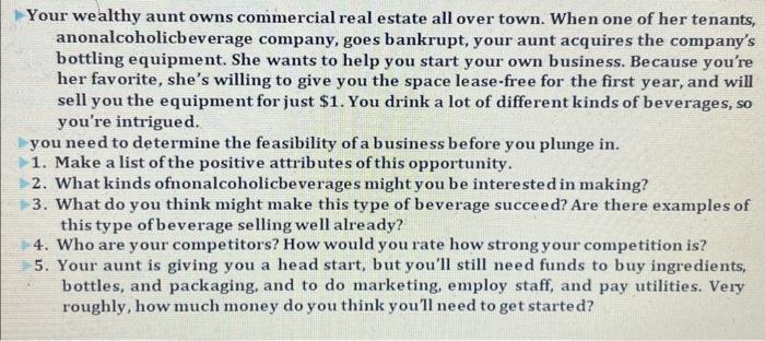 Your wealthy aunt owns commercial real estate all | Chegg.com