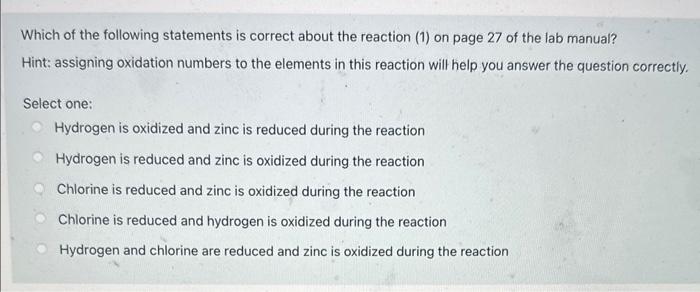 Solved Which Of The Following Statements Is Correct About