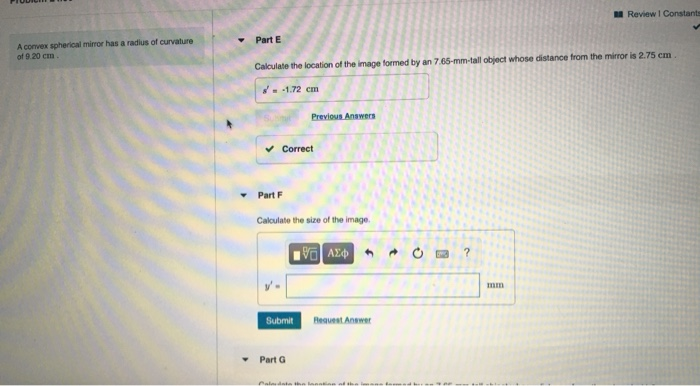Solved A Review Constants Part A A convex spherical mirror | Chegg.com