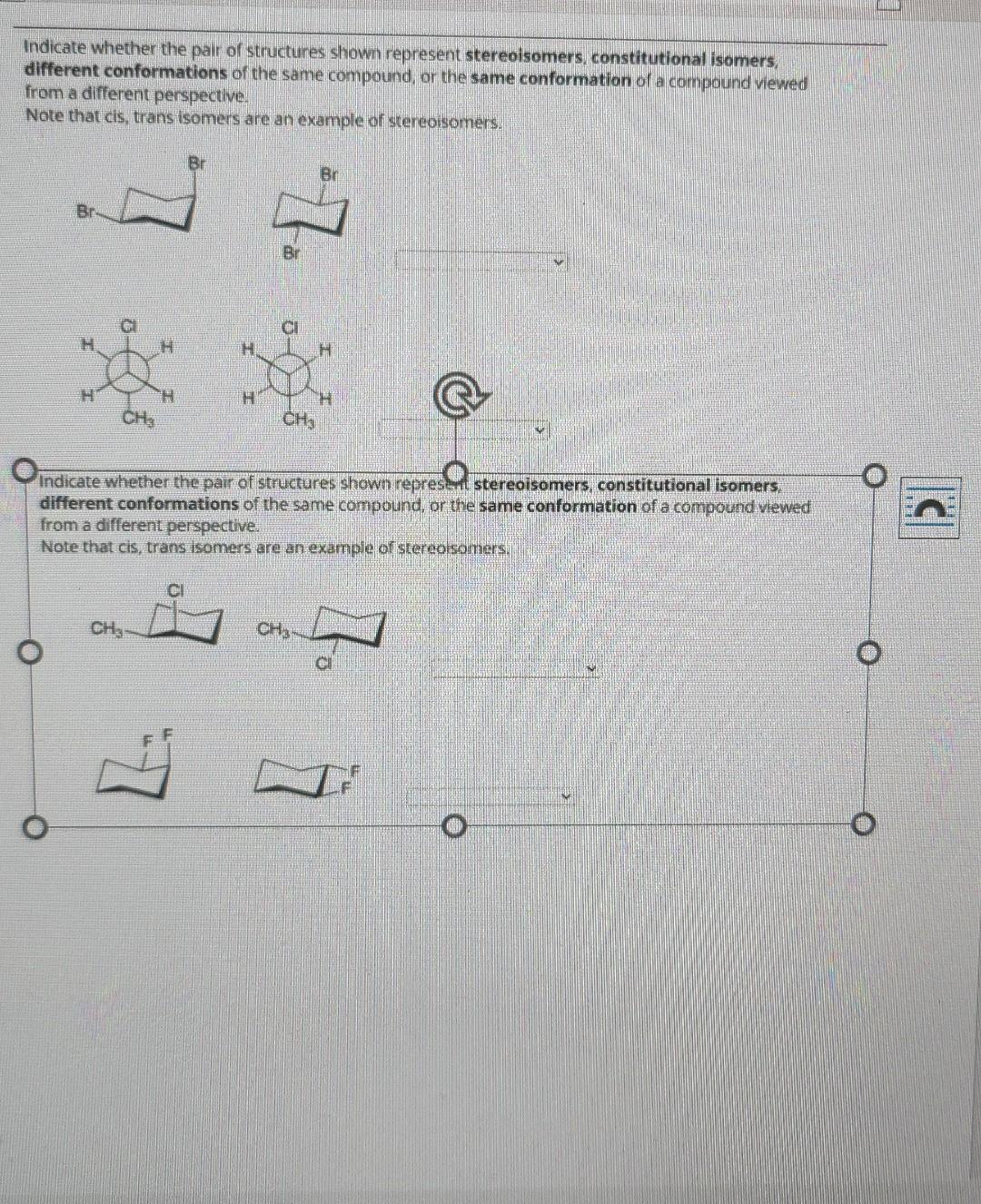 Indicate whether the pair of structures shown | Chegg.com