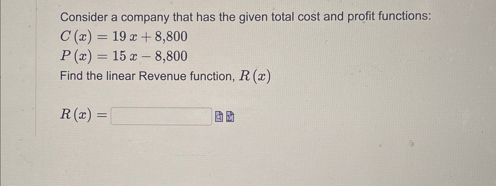 Solved Consider a company that has the given total cost and | Chegg.com