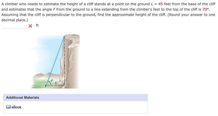 Solved A climber who needs to estimate the height of a cliff | Chegg.com