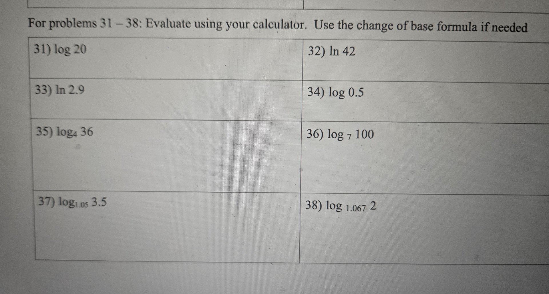 Solved For problems 31-38 ﻿: Evaluate using your calculator. | Chegg.com