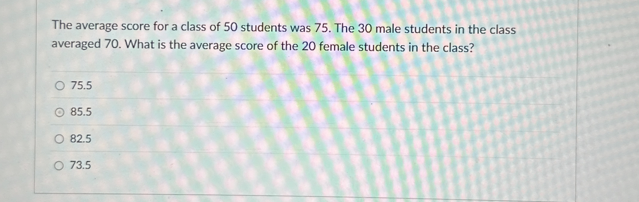Solved The average score for a class of 50 ﻿students was | Chegg.com