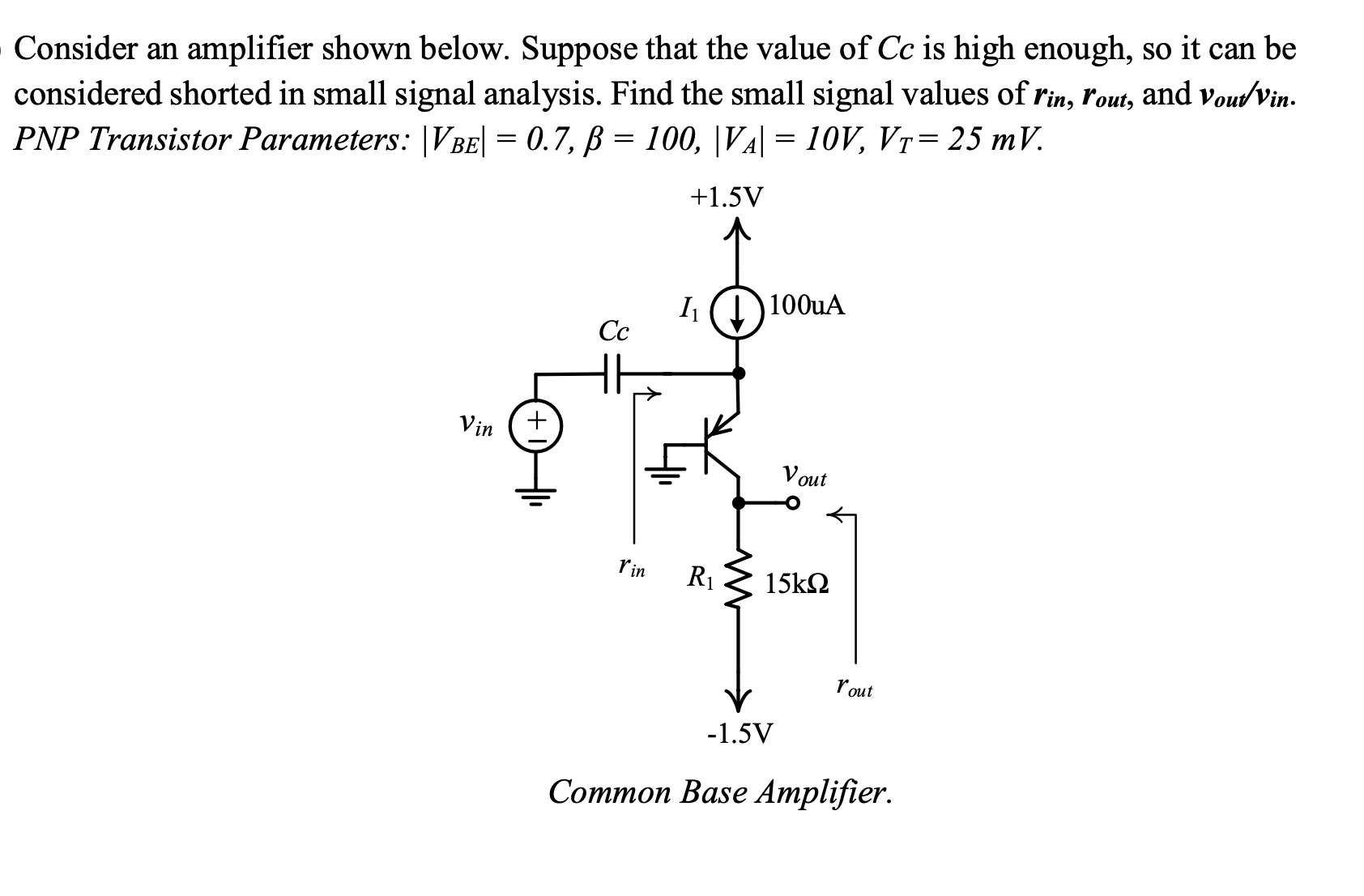 Solved Consider an amplifier shown below. Suppose that the | Chegg.com