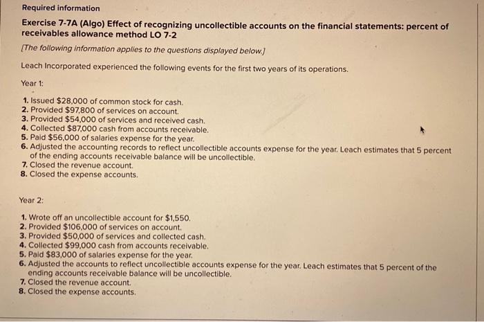 Solved Exercise 7-7A (Algo) Effect of recognizing | Chegg.com
