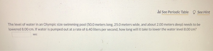 Solved See Periodic Table See Hint The level of water in an | Chegg.com