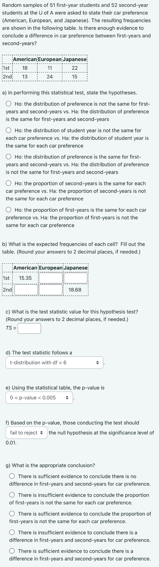 Solved Random samples of 51 ﻿first-year students and 52 | Chegg.com