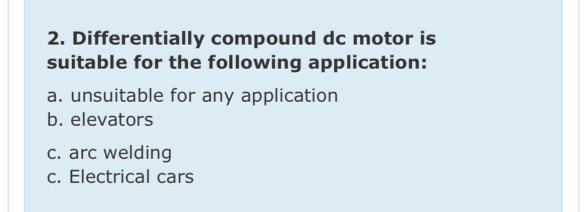Solved Differentially compound dc motor is suitable for the | Chegg.com