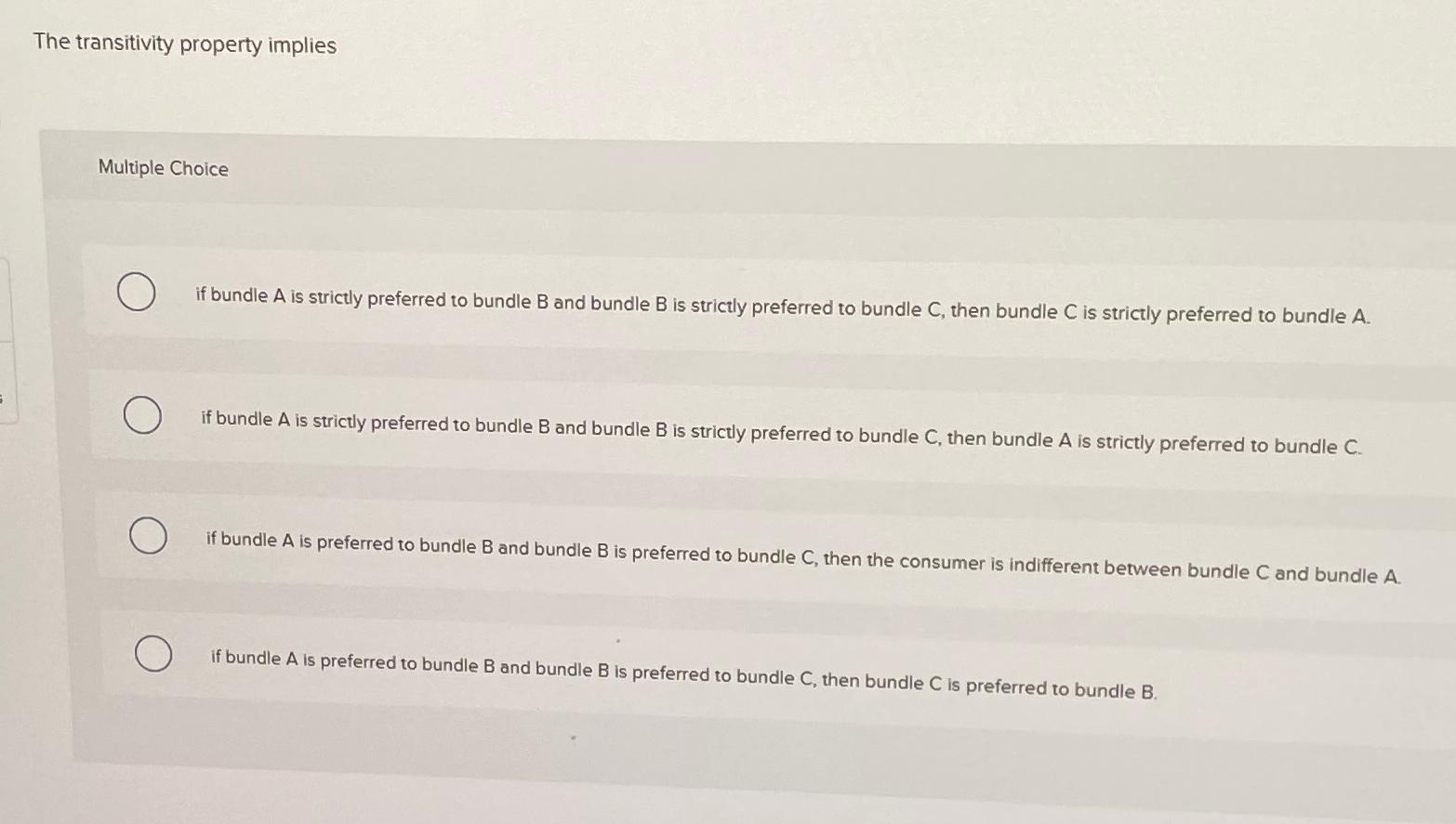 Solved The transitivity property impliesMultiple Choiceif | Chegg.com