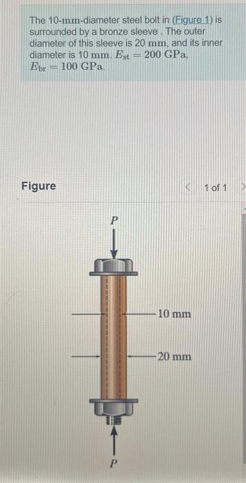 Solved -If the bolt is subjected to a compressive force of | Chegg.com