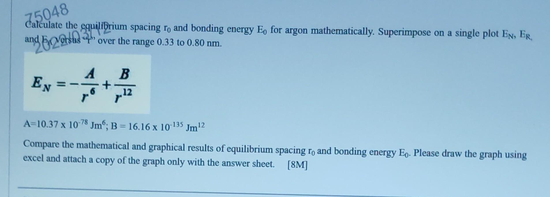 Solved 75048 Calculate 2000 3ibrium spacing to and bonding | Chegg.com