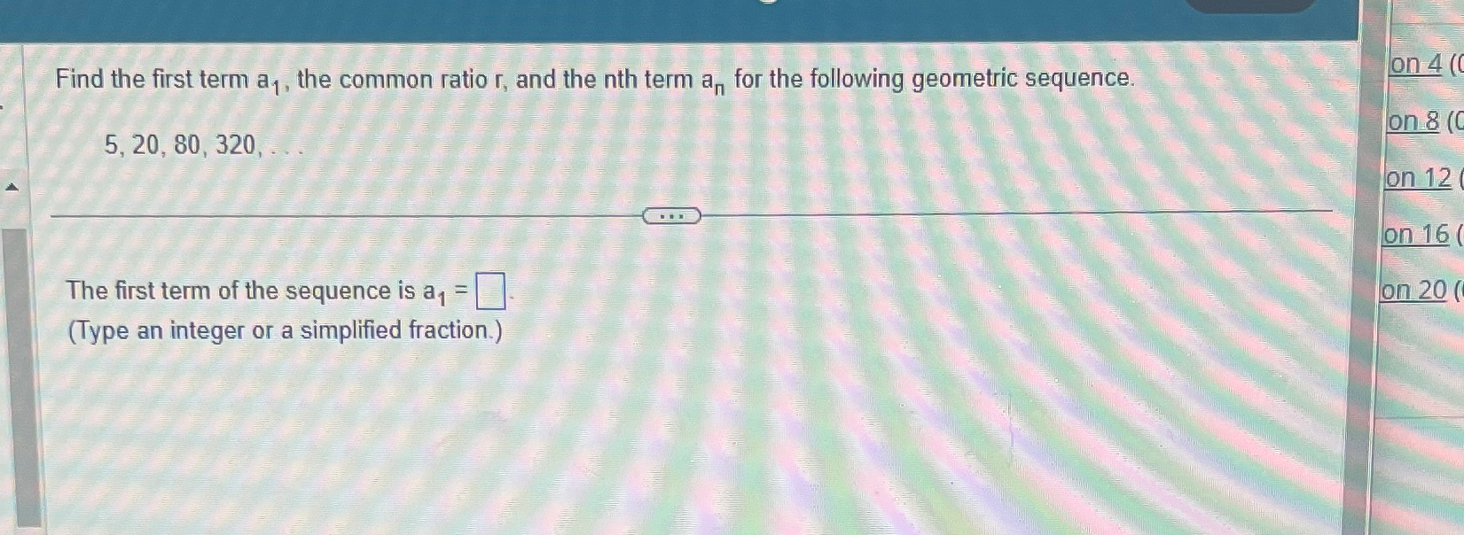Solved Find the first term a1, ﻿the common ratio r, ﻿and the | Chegg.com
