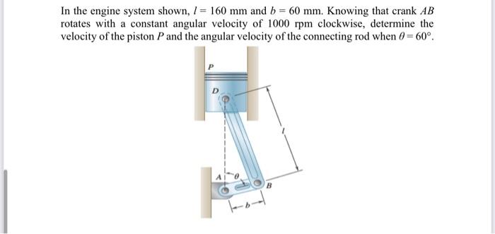 Solved In the engine system shown, 1 = 160 mm and b = 60 mm. | Chegg.com