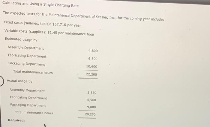 Solved Calculating and using a Single Charging Rate The | Chegg.com