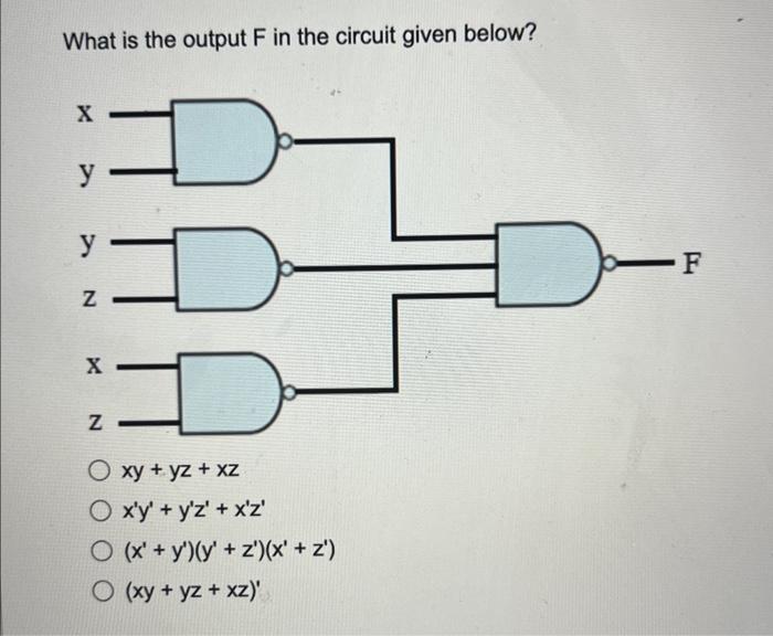 Solved What is the output F in the circuit given below? | Chegg.com
