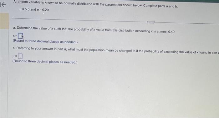 Solved A random variable is known to be normally distributed | Chegg.com