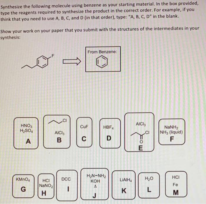 Solved Synthesize the following molecule using benzene as | Chegg.com