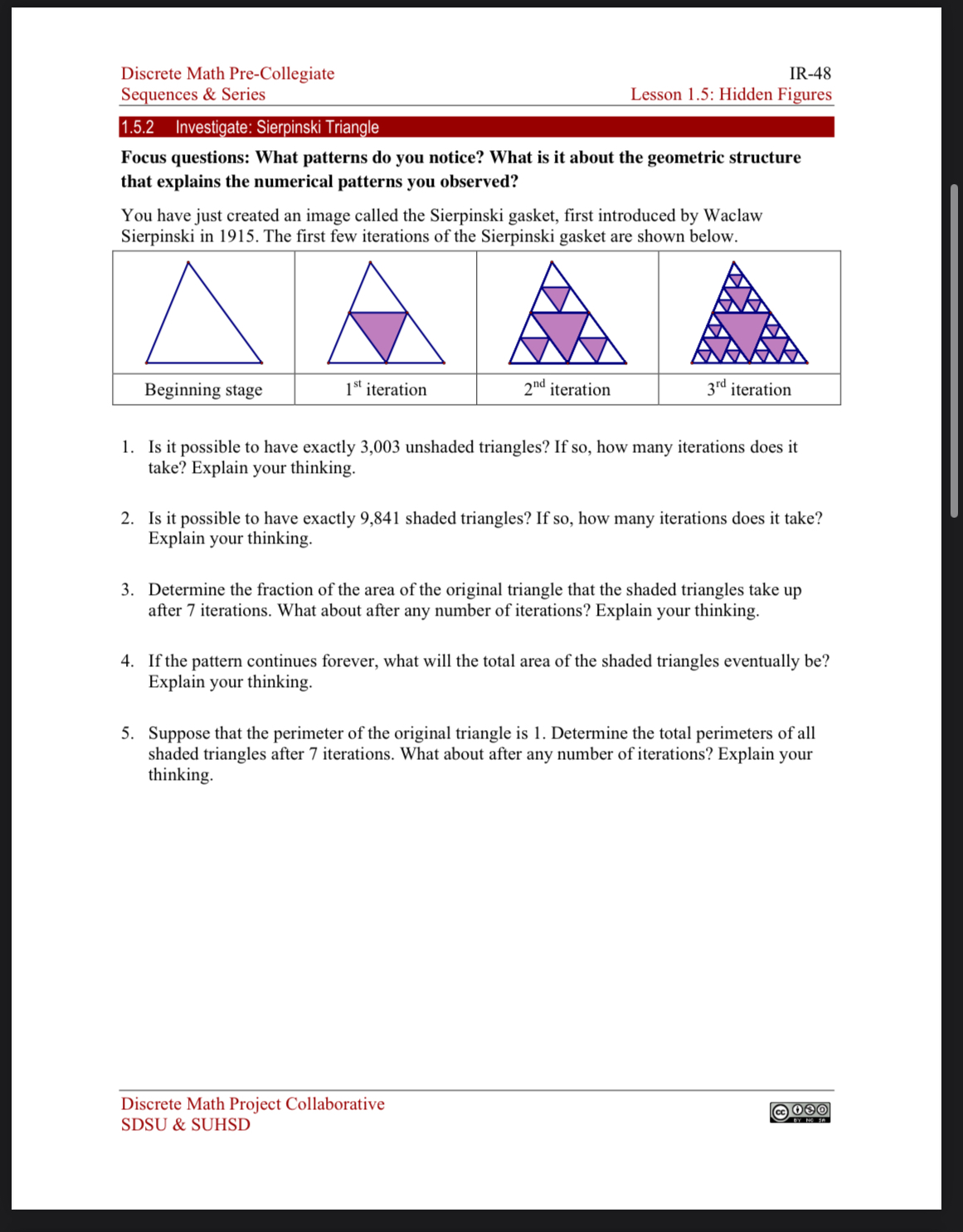 Solved Discrete Math Pre-CollegiateIR-48Sequences & | Chegg.com