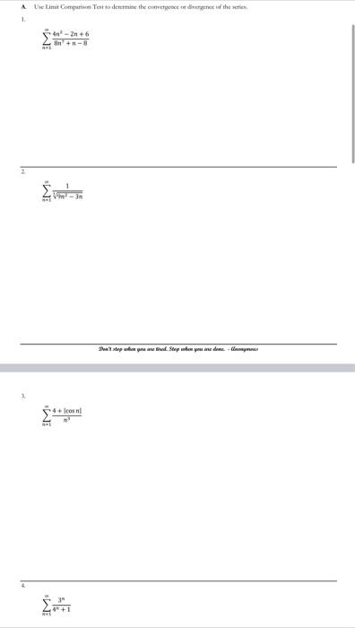 Solved 1. ∑n=144n2−2n+6 2 ∑n=1∞mm2−3π1 ∑n=14n34+kkosn! | Chegg.com