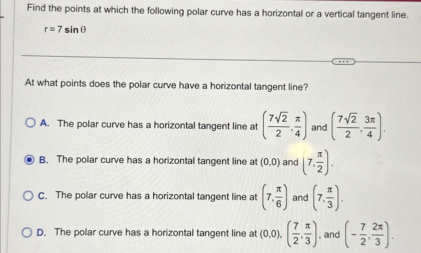 Solved Find the points at which the following polar curve | Chegg.com
