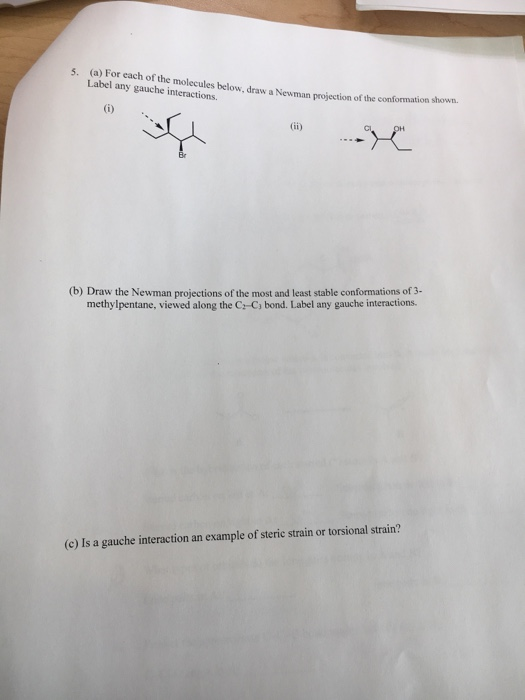 Solved (a) For each of the molecules below, draw a Newman | Chegg.com