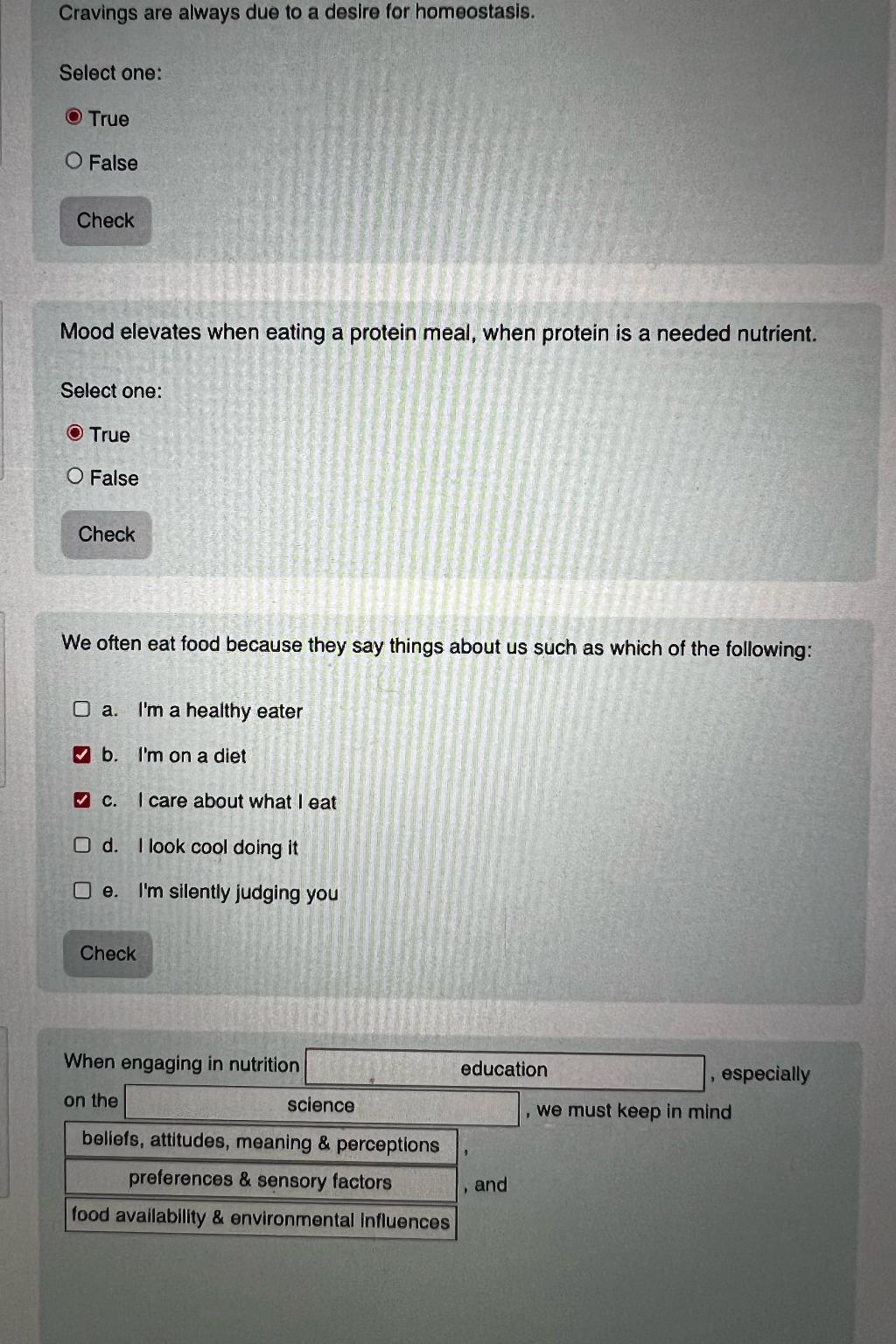 Solved Cravings are always due to a desire for | Chegg.com