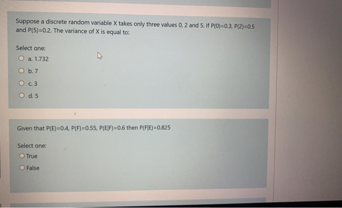 Solved Suppose a discrete random variable X takes only three | Chegg.com