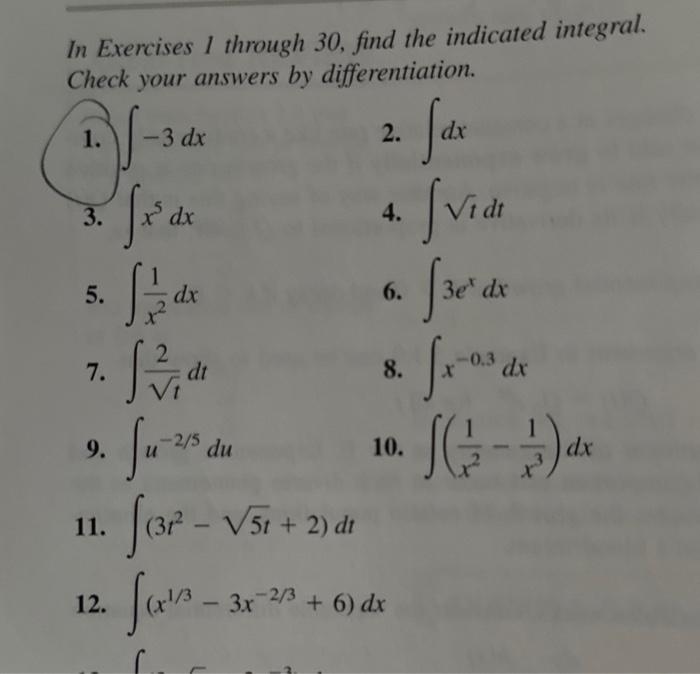 Solved In Exercises 1 through 30, find the indicated | Chegg.com