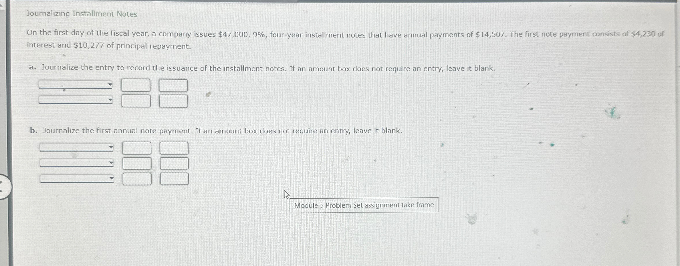 Solved Journalizing Installment NotesOn the first day of the | Chegg.com