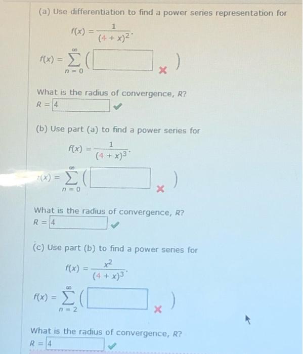 Solved (a) Use differentiation to find a power series | Chegg.com