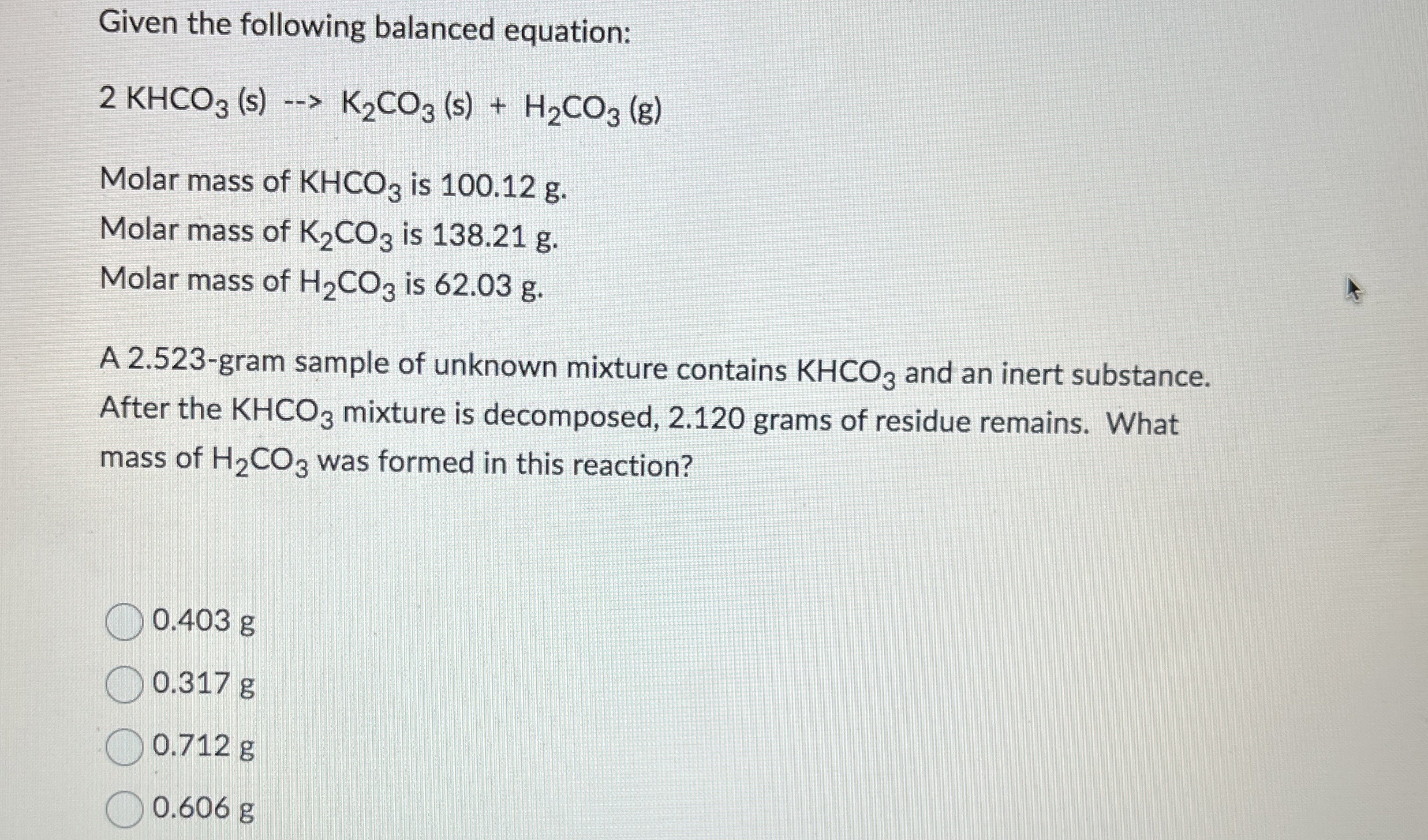 Solved Given the following balanced | Chegg.com