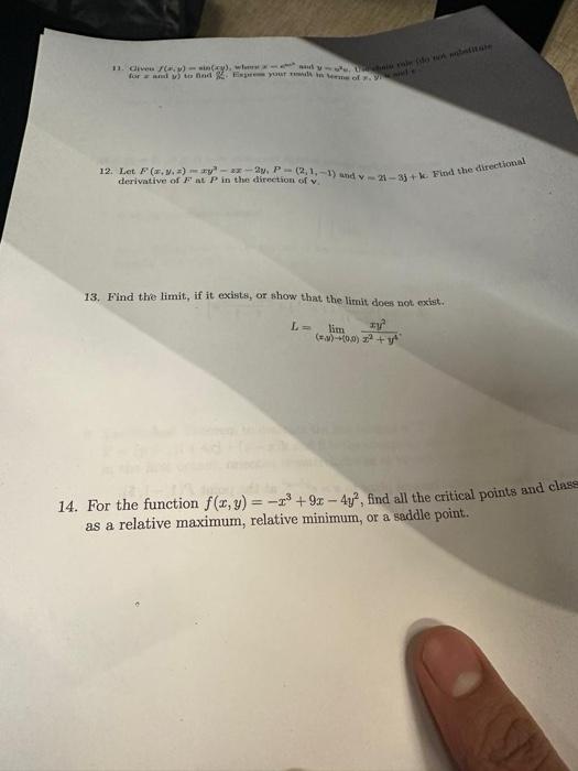 Solved 12. Let F(x,y,⇒)=xy2−3x−2y,P=(2,1,−1) and v−21−3j+k. | Chegg.com