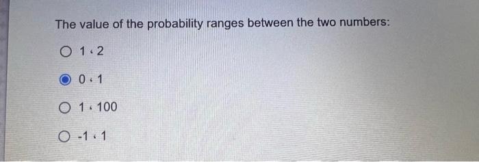 Solved The value of the probability ranges between the two | Chegg.com