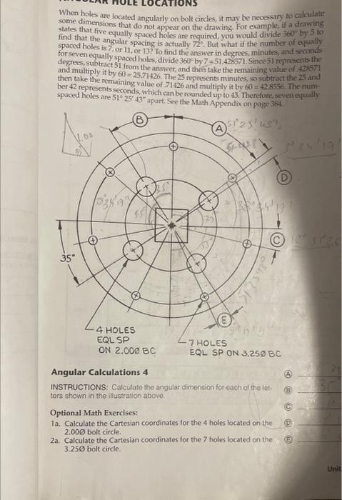 Solved When holes are located angularly on bolt circles, it | Chegg.com