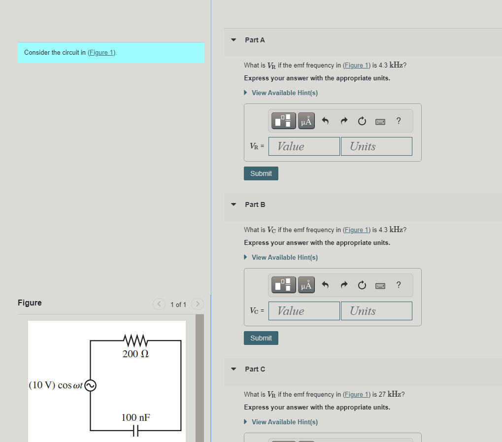 Solved Part AConsider the circuit in (Figure 1).FigurePart | Chegg.com