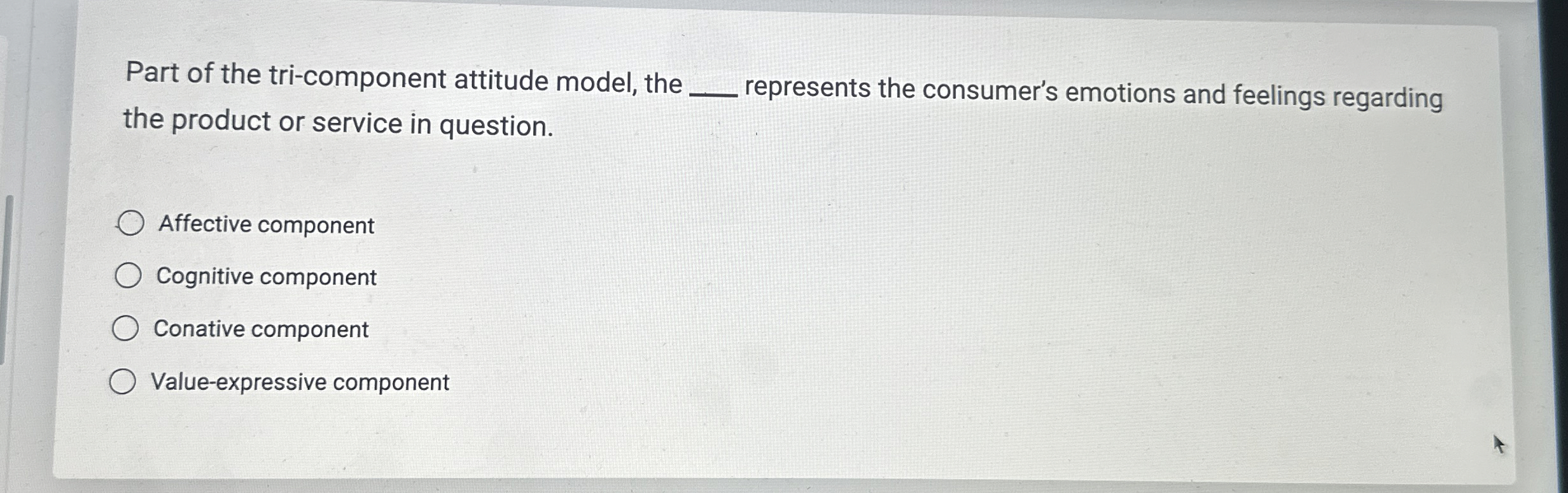 Solved Part of the tri-component attitude model, thethe | Chegg.com